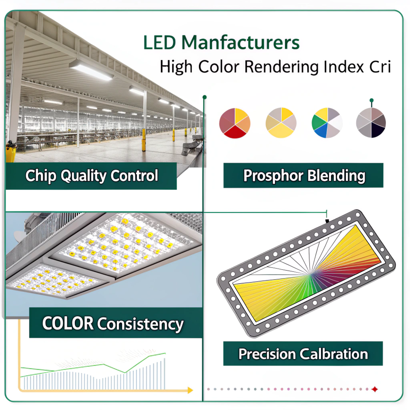 Cómo los Fabricantes de LED Logran un Alto IRC y Consistencia del Color